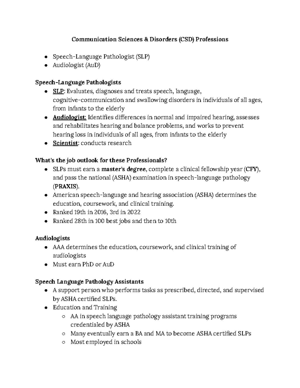 In-Class Notes (Exam 1) - Communication Sciences & Disorders (CSD ...