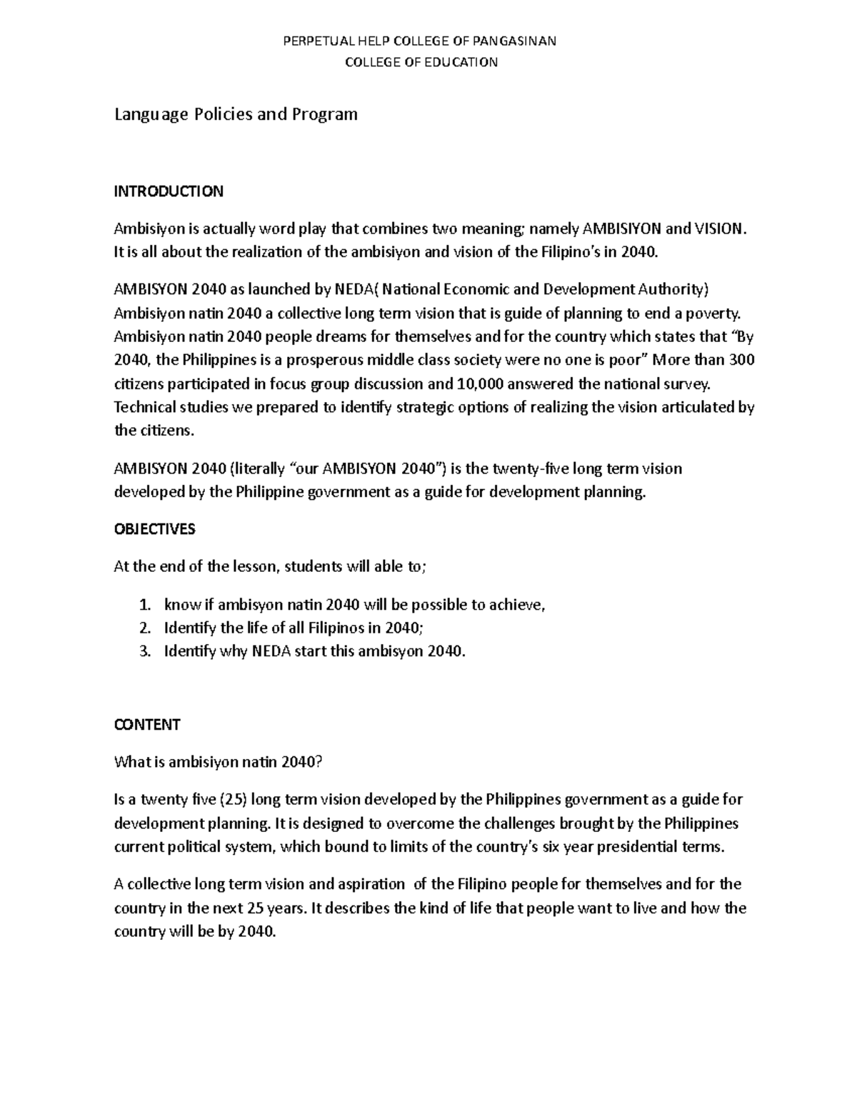 Ambisyon 2040 - Ambisiyon is actually word play that combines two ...