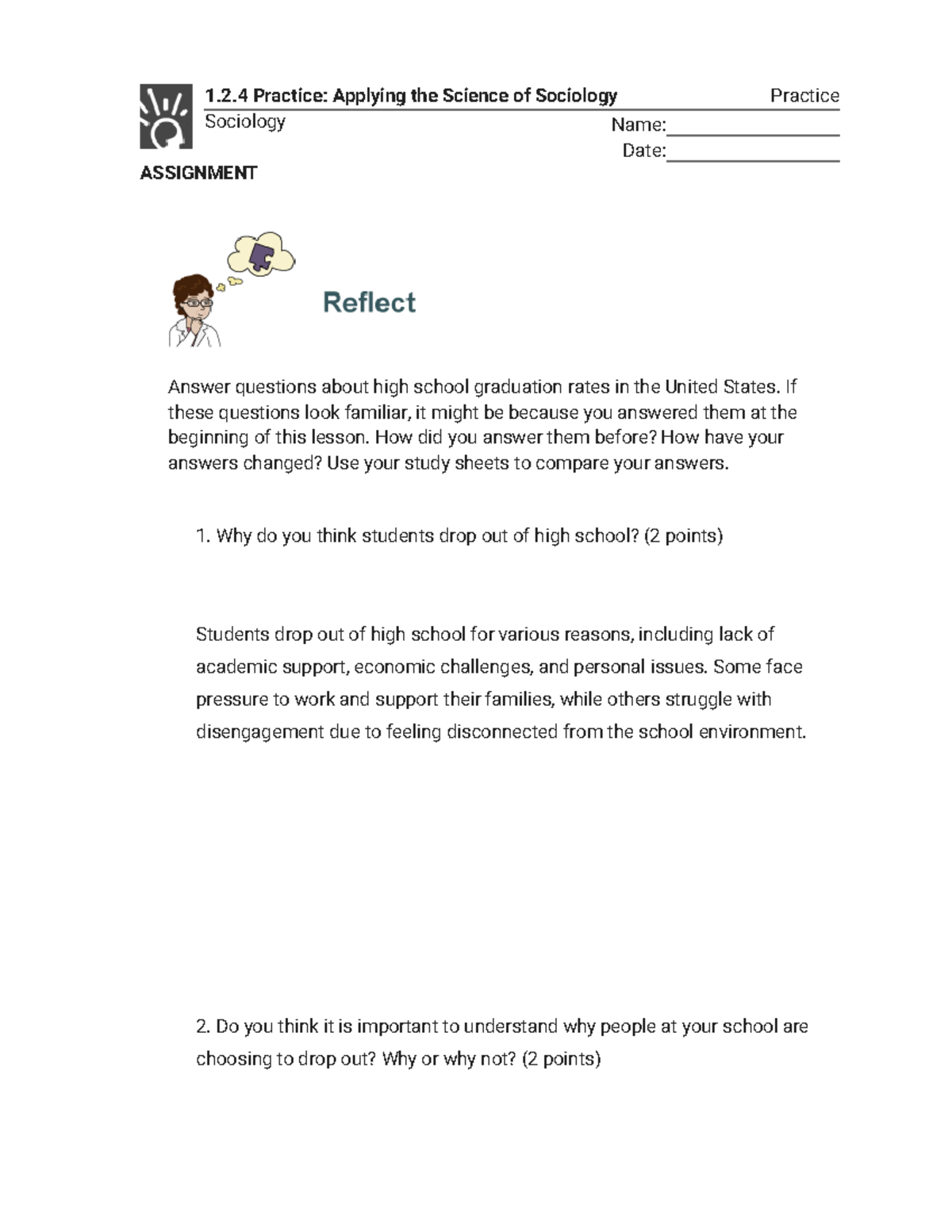 1.2.4 Practice - Applying the Science of Sociology (Practice) - 1.2 ...