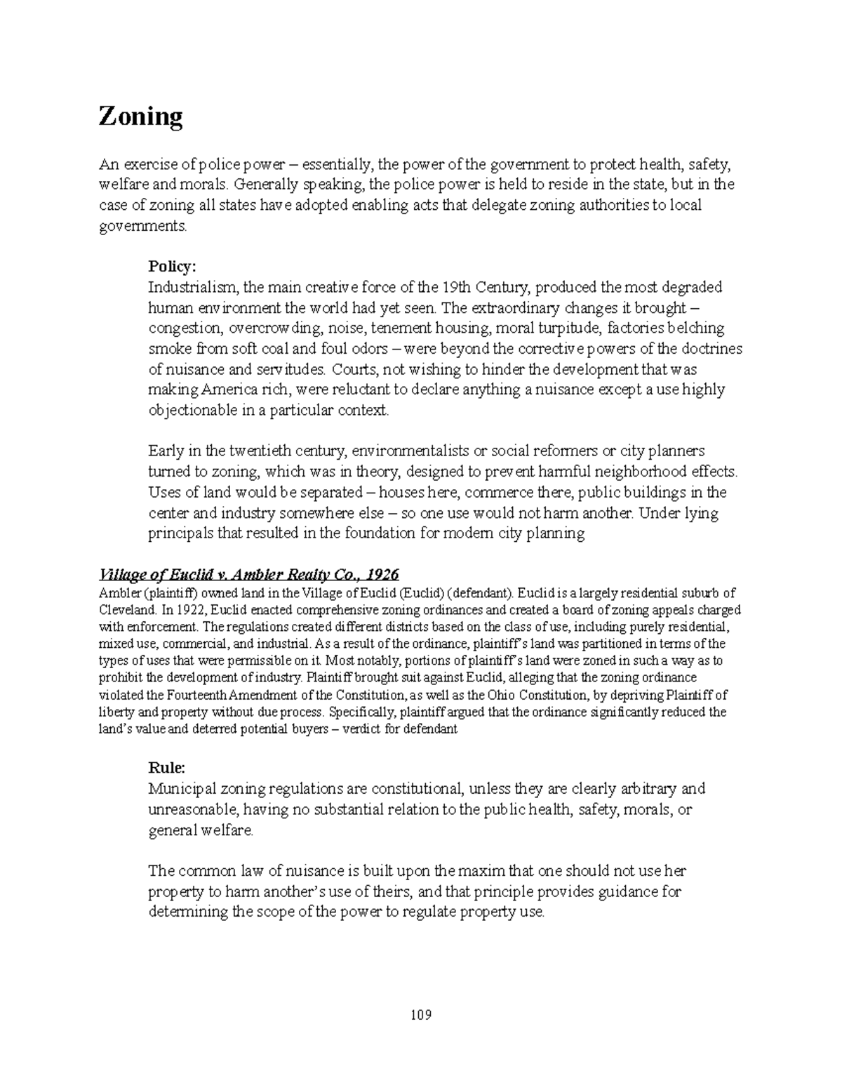 Attack Outline 1. Zoning and Eminent Domain. Property Final. Spring ...