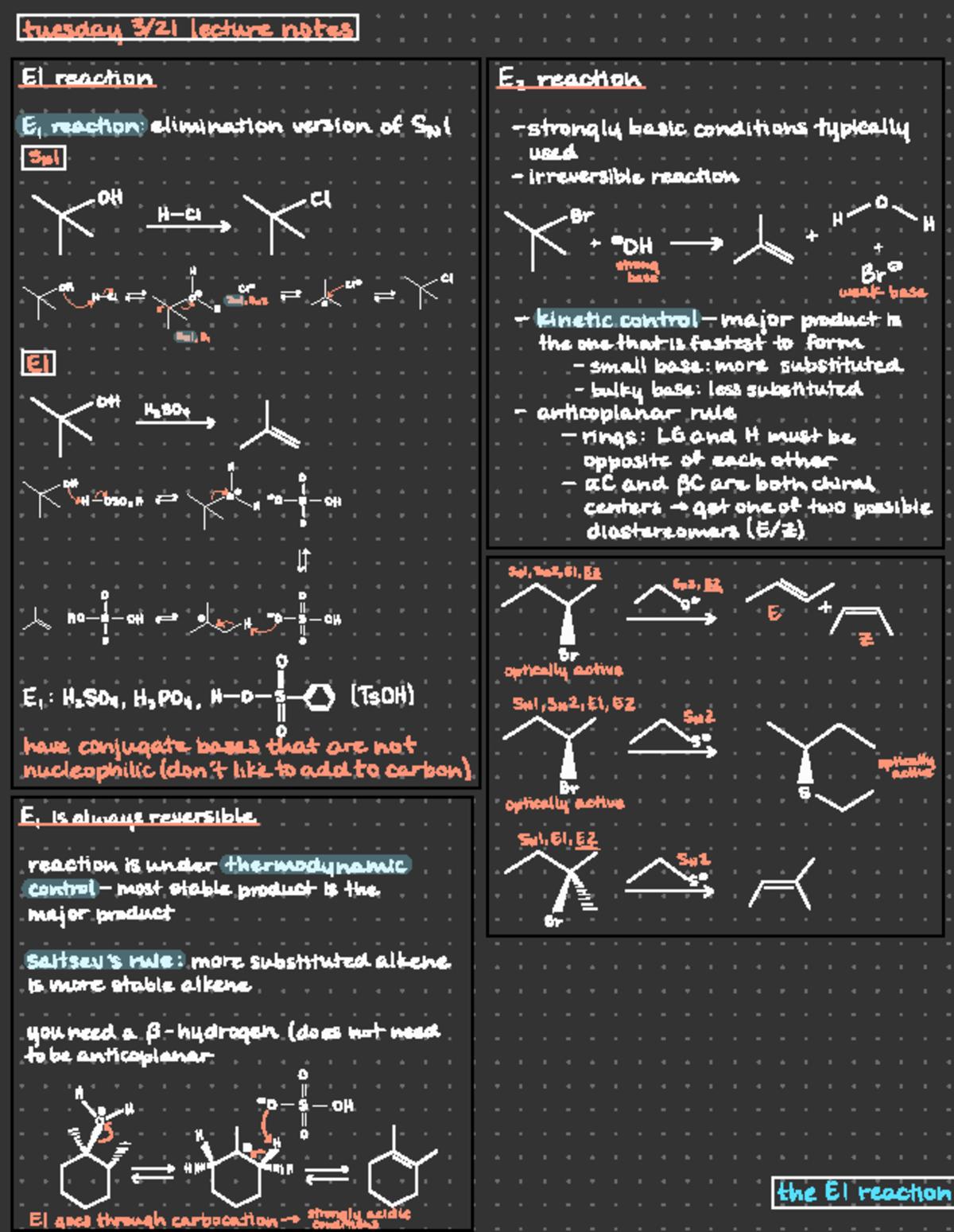 E1 Reaction Notes - tuesday 3/21 lecture notes El reaction Ez reaction ...