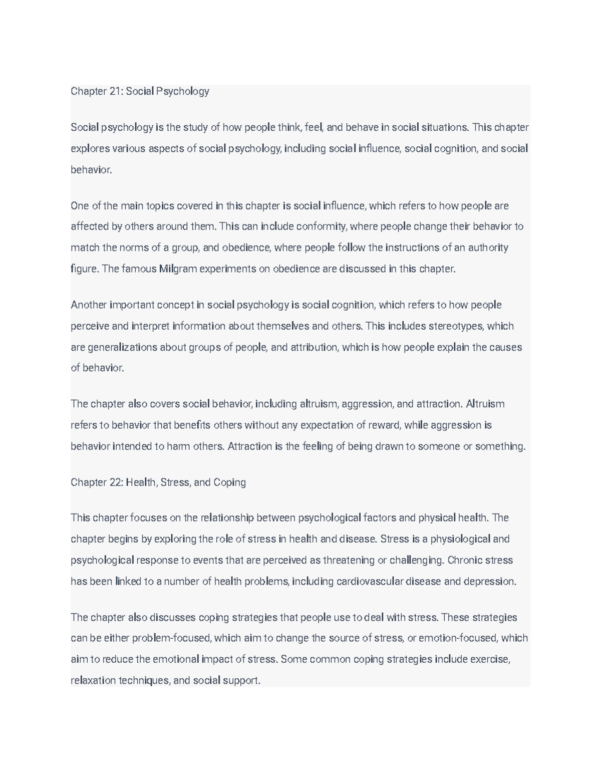 Intro to General Psychology (13) - Chapter 21: Social Psychology Social ...