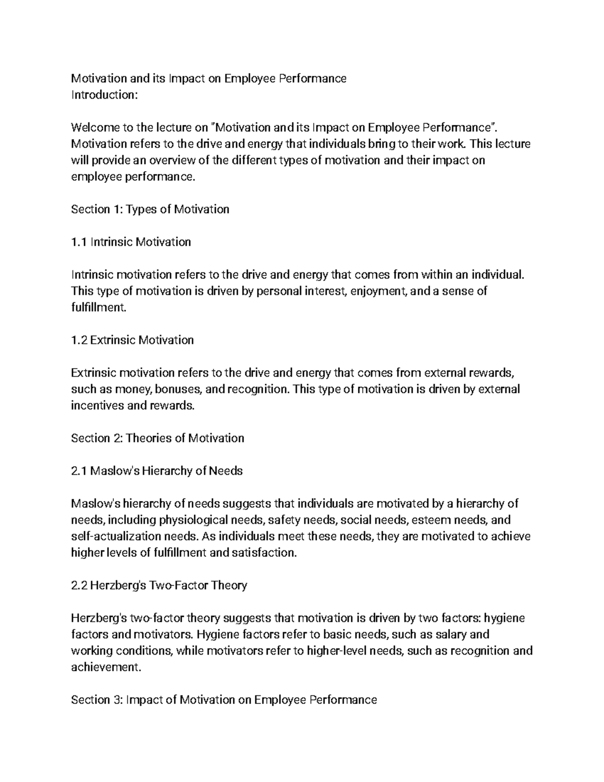 Organizational Management (BMT-1420) Lecture 9 - Motivation and its ...