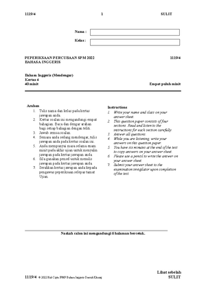 SPM Template Answer Sheet - KERTAS JAWAPAN CALON (PAPER 1) NAMA ...