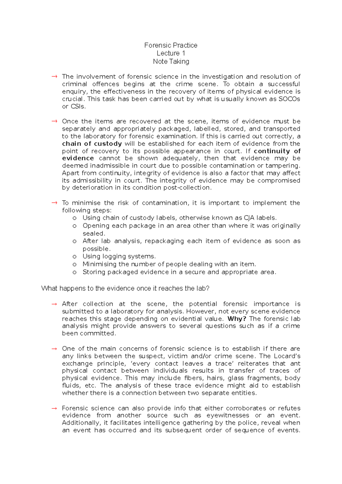 Forensic Practice - Notetaking - FZ2236 - UCLAN - Studocu