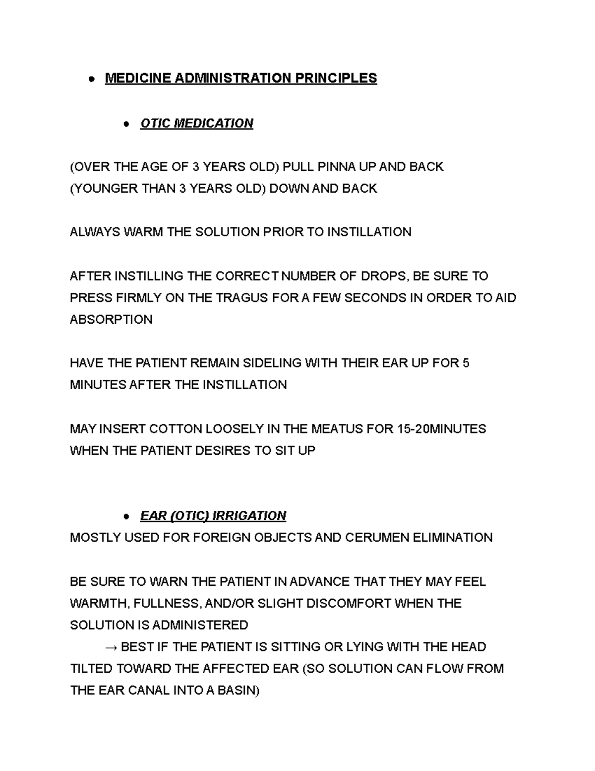 EAR AND Nasal MED Administration Methods - MEDICINE ADMINISTRATION ...