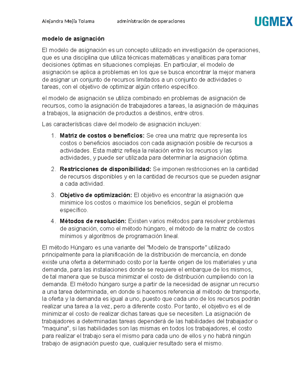 Modelo de asignación - modelo de asignación El modelo de asignación es ...