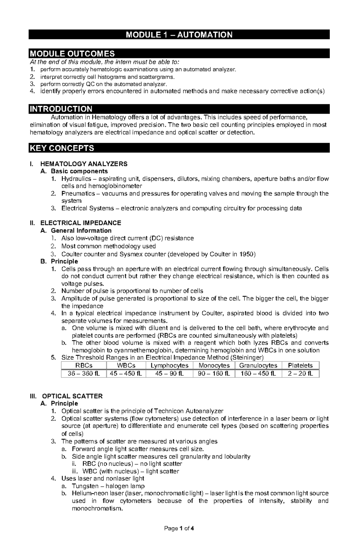 Module 2 Automation Handouts - MODULE 1 3 AUTOMATION MODULE OUTCOMES At ...