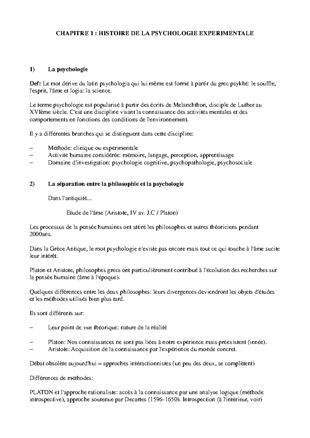 L'histoire de la psychologie moderne - CHAPITRE 1 : HISTOIRE DE LA ...