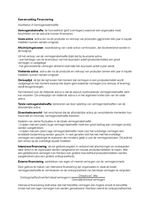 Bestand met formules voor financiering in de propedeuse. - H ...