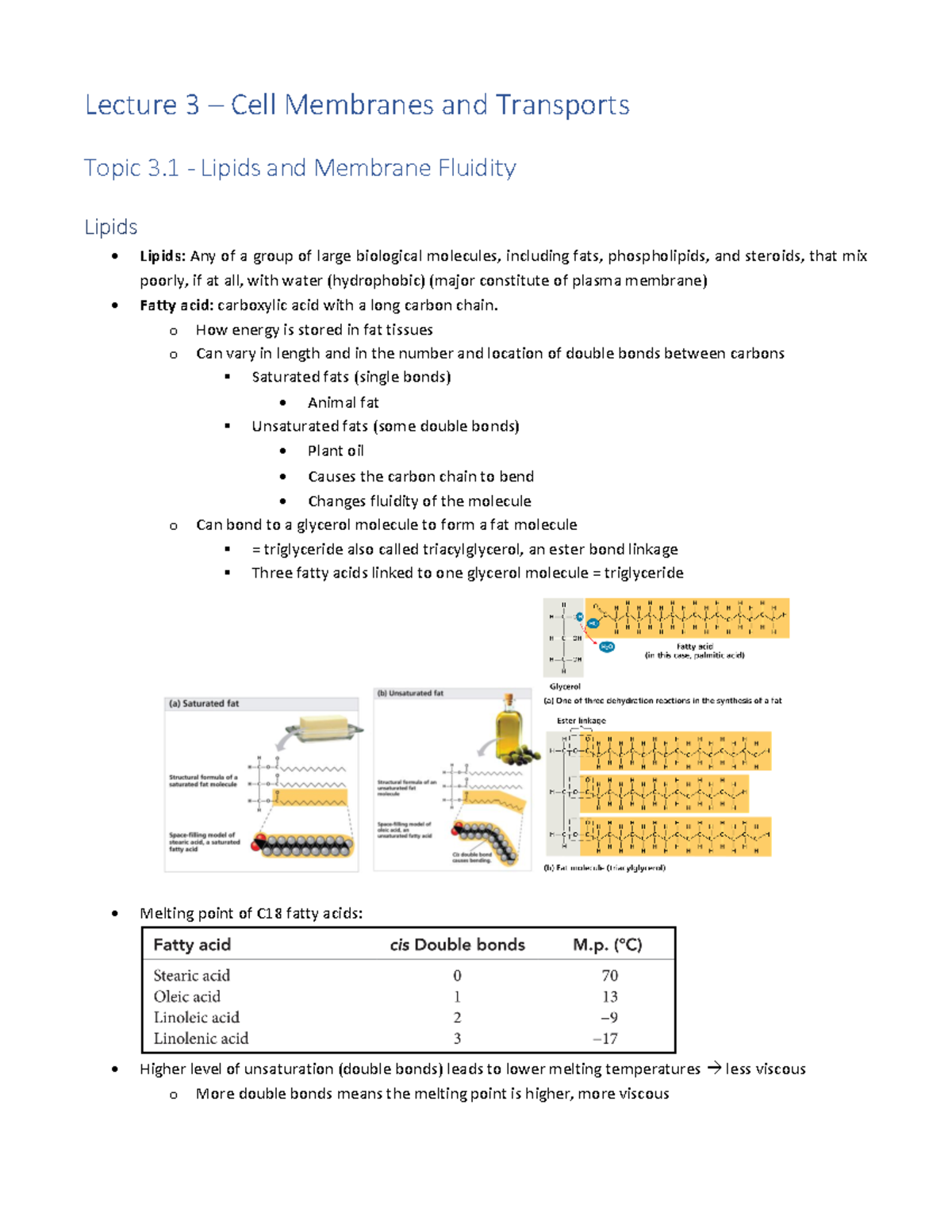 BIO1140 Module 3 - Cell Membranes and Transports - Lecture 3 – Cell ...