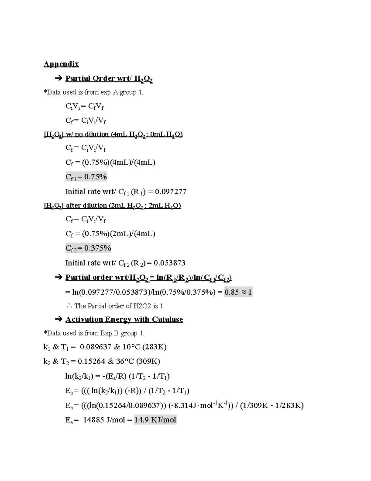 Data tables - AERWAGREGHRHRE - Appendix Partial Order wrt/ H 2 O 2 *Data used is from exp group ...