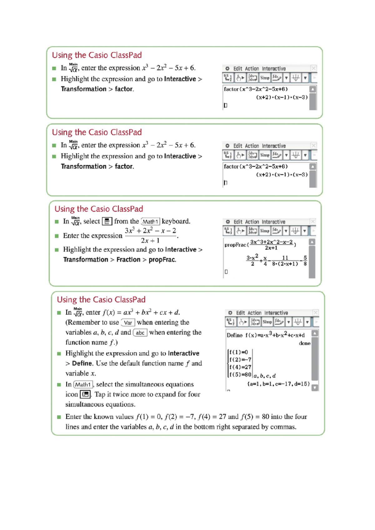 Maths Calculator HELP - CAS tips - Using the Casio ClassPad Main In ...