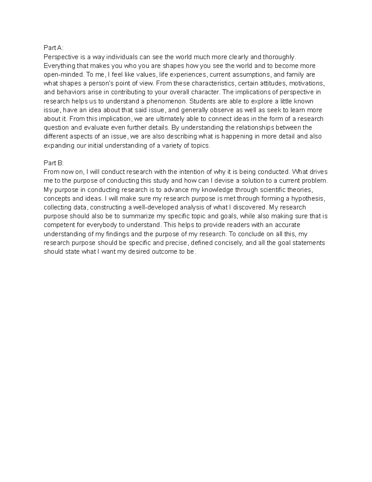 Considering bias in research - Part A: Perspective is a way individuals ...