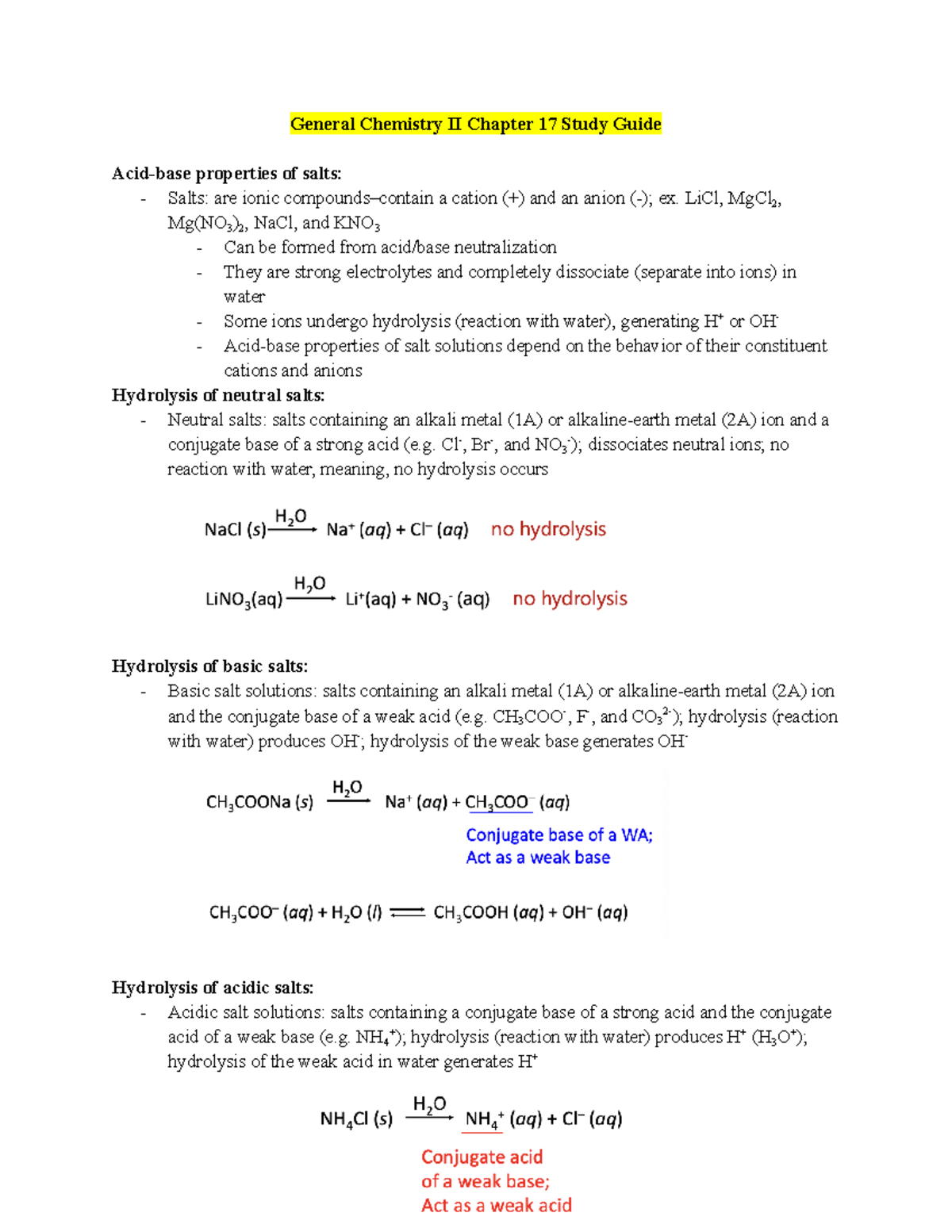 General Chemistry II Chapter 17 Study Guide Pt 20 - General Chemistry II Chapter 17 Study Guide ...