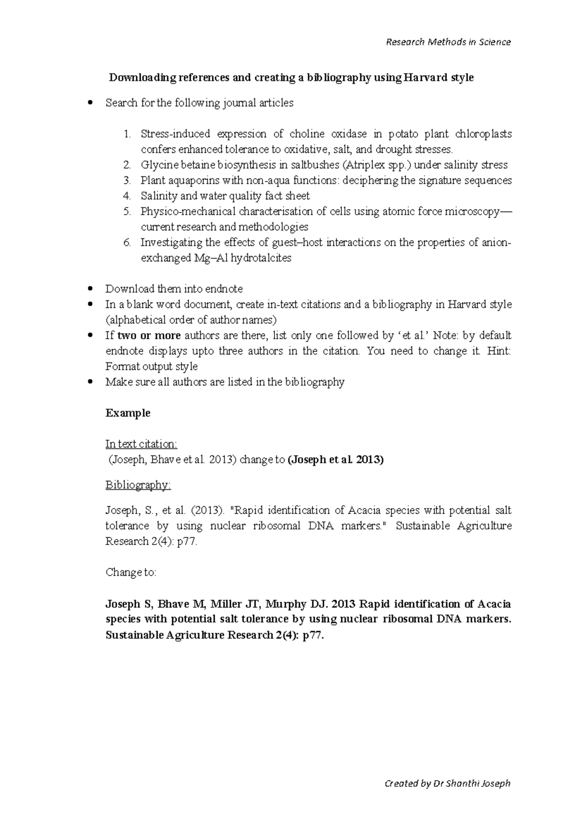 Use of endnote - Research Methods in Science Downloading references and ...