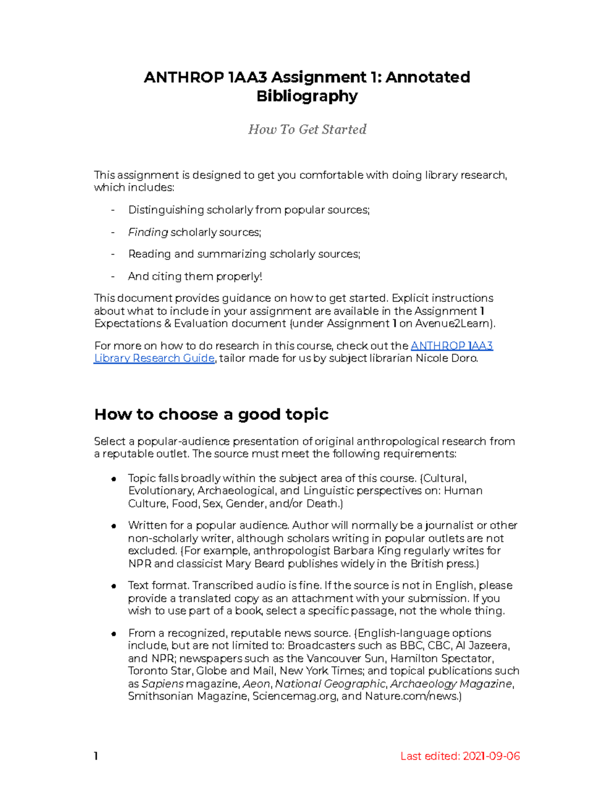 1AA3 F2021 Assignment 1 - How To Get Started on the first assignment, guide - ANTHROP 1AA3 - Studocu