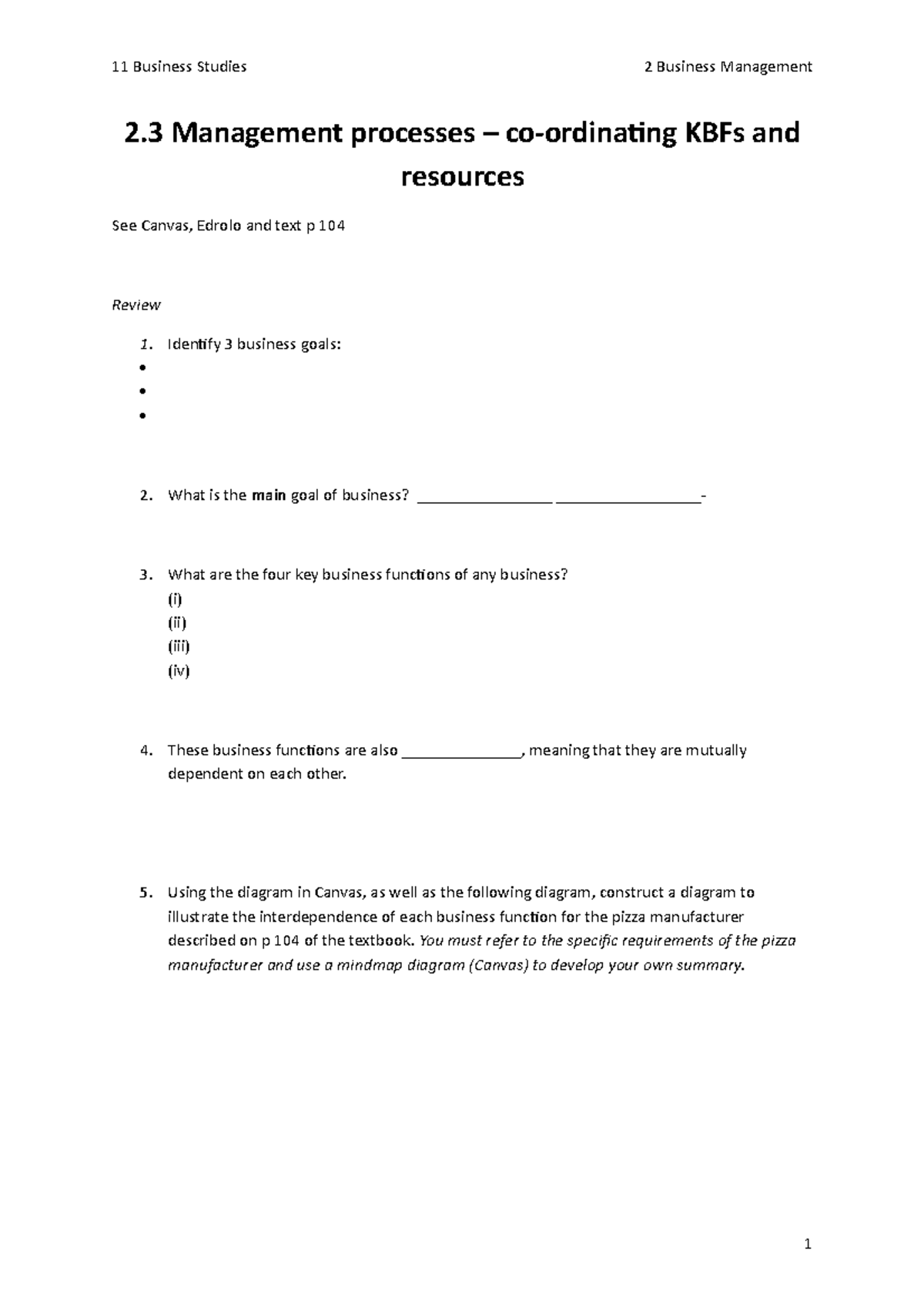 2.3 Management process - 11 Business Studies 2 Business Management 2 ...
