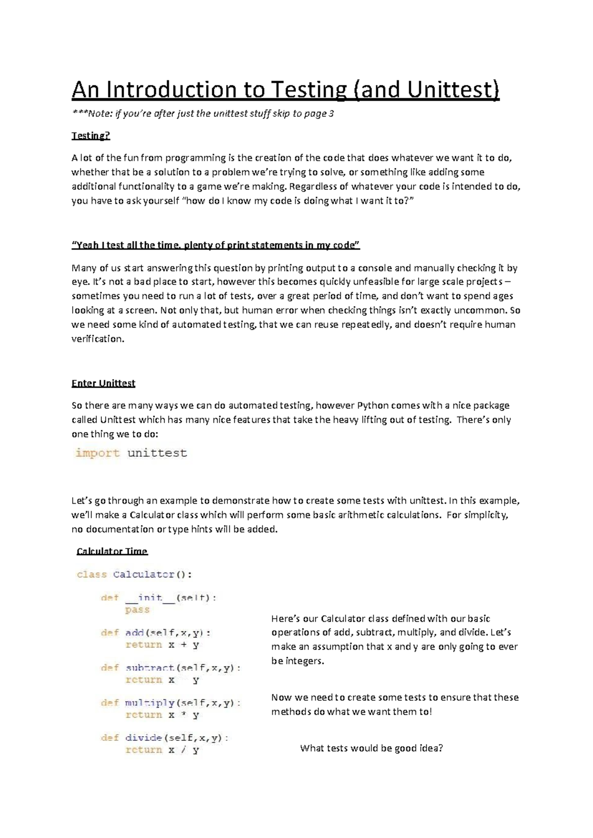Introduction To Testing And Unitest - An Introduction to Testing (and ...