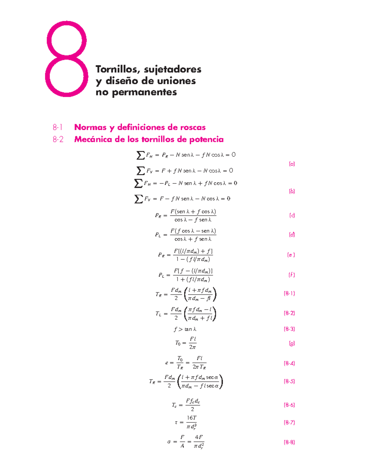 Ecuaciones Capitulo 08 8a Ed - F A crít = S y − S y 2 π l k 2 C E (8-9 ...
