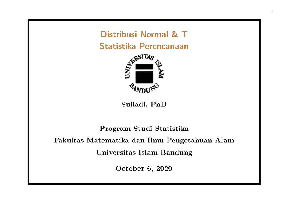Materi Distribusi Normal T - 1 Distribusi Normal & T Statistika ...