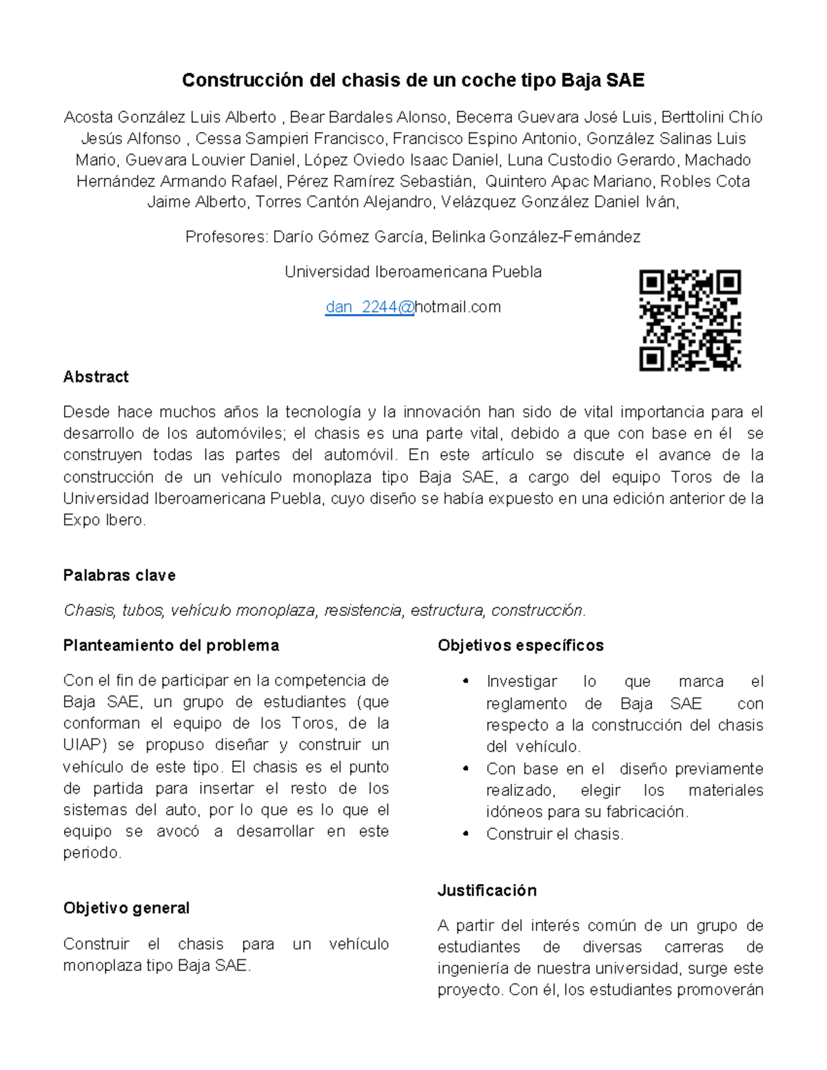 Chasis sae prototipo articulo final - Construcción del chasis de un ...