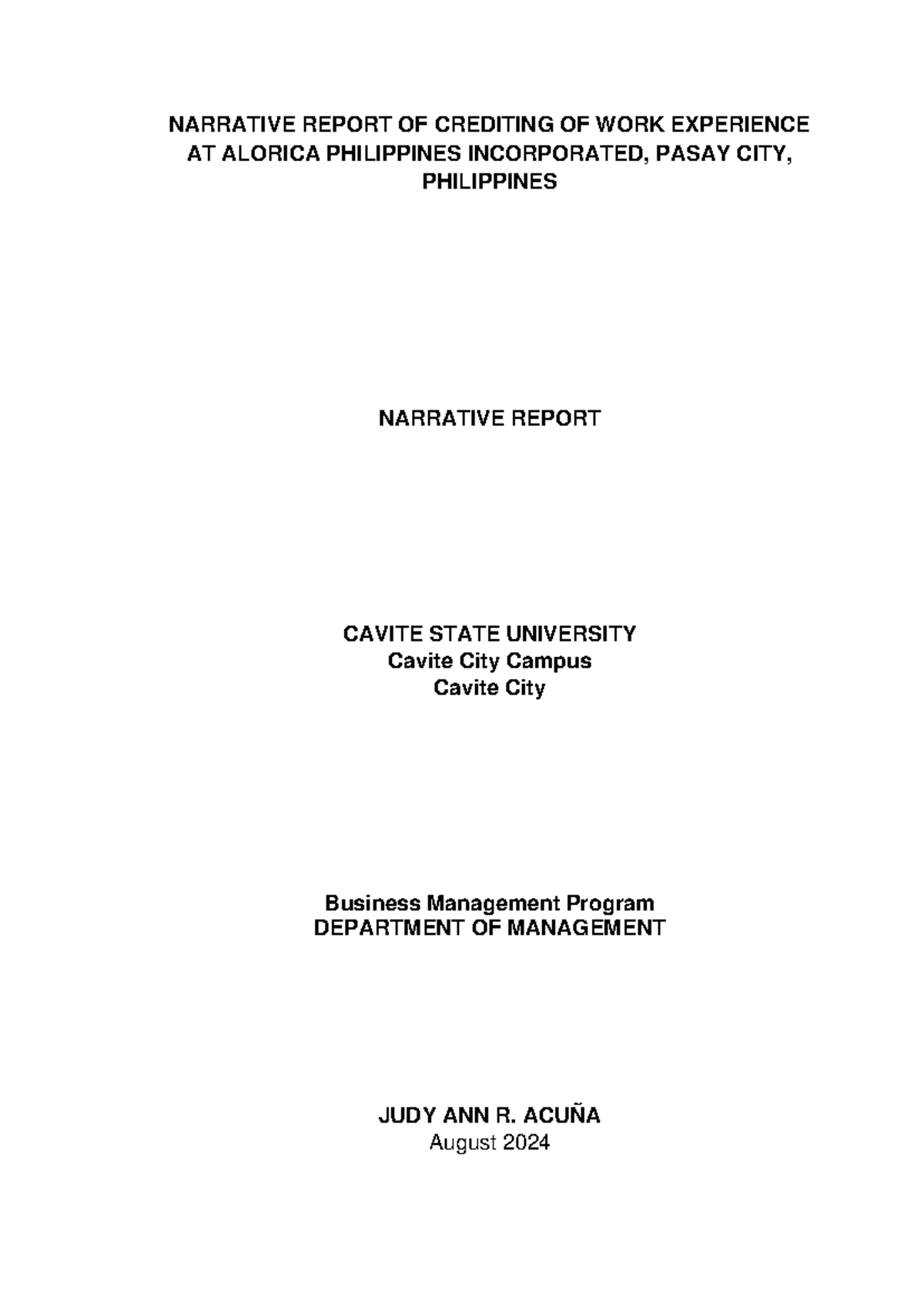 Coverpage 0628 - Narrative REport - i NARRATIVE REPORT OF CREDITING OF ...