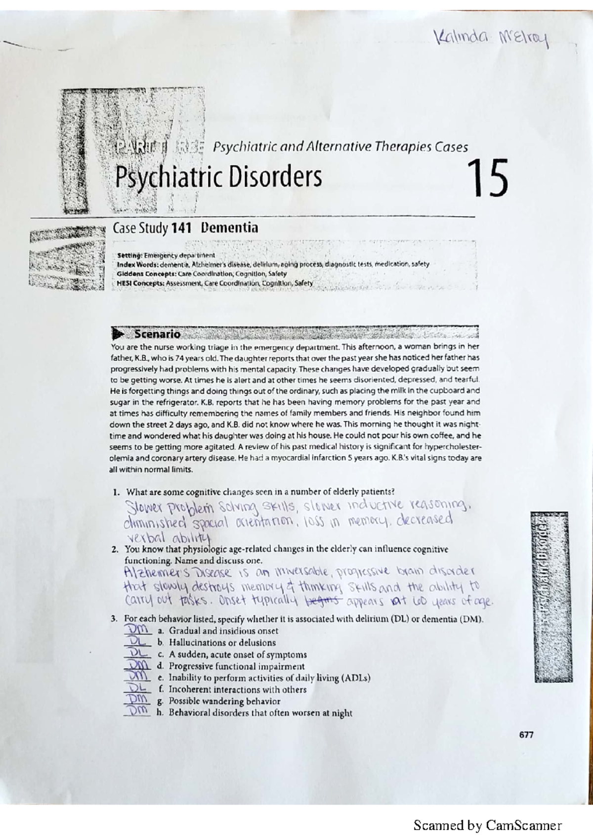 Dementia Case Study - no description - NURS 222 - Scanned by CamScanner ...