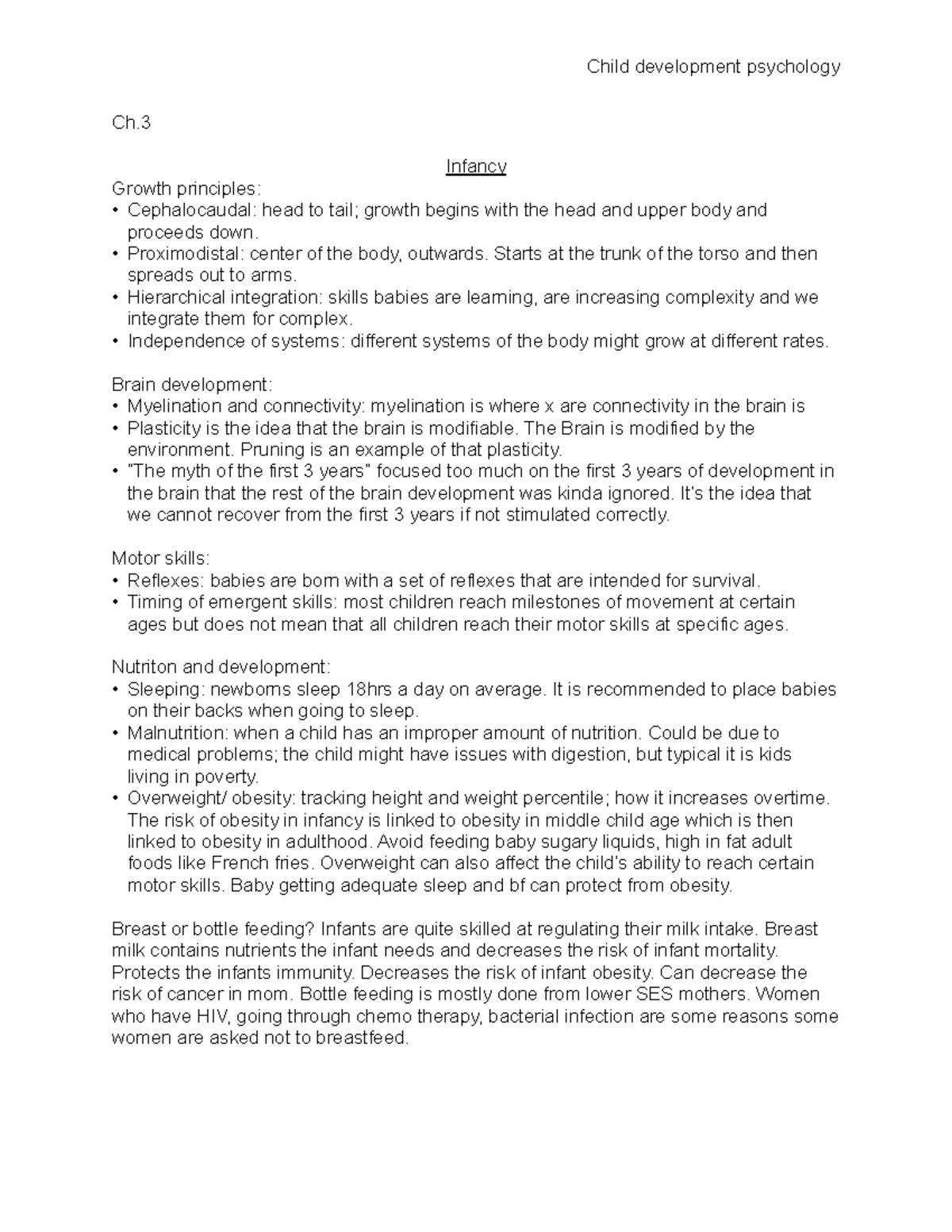 Child psy ch.3-part 1 - from Dr. Nelson's lectures - Child development psychology Ch. Infancy ...
