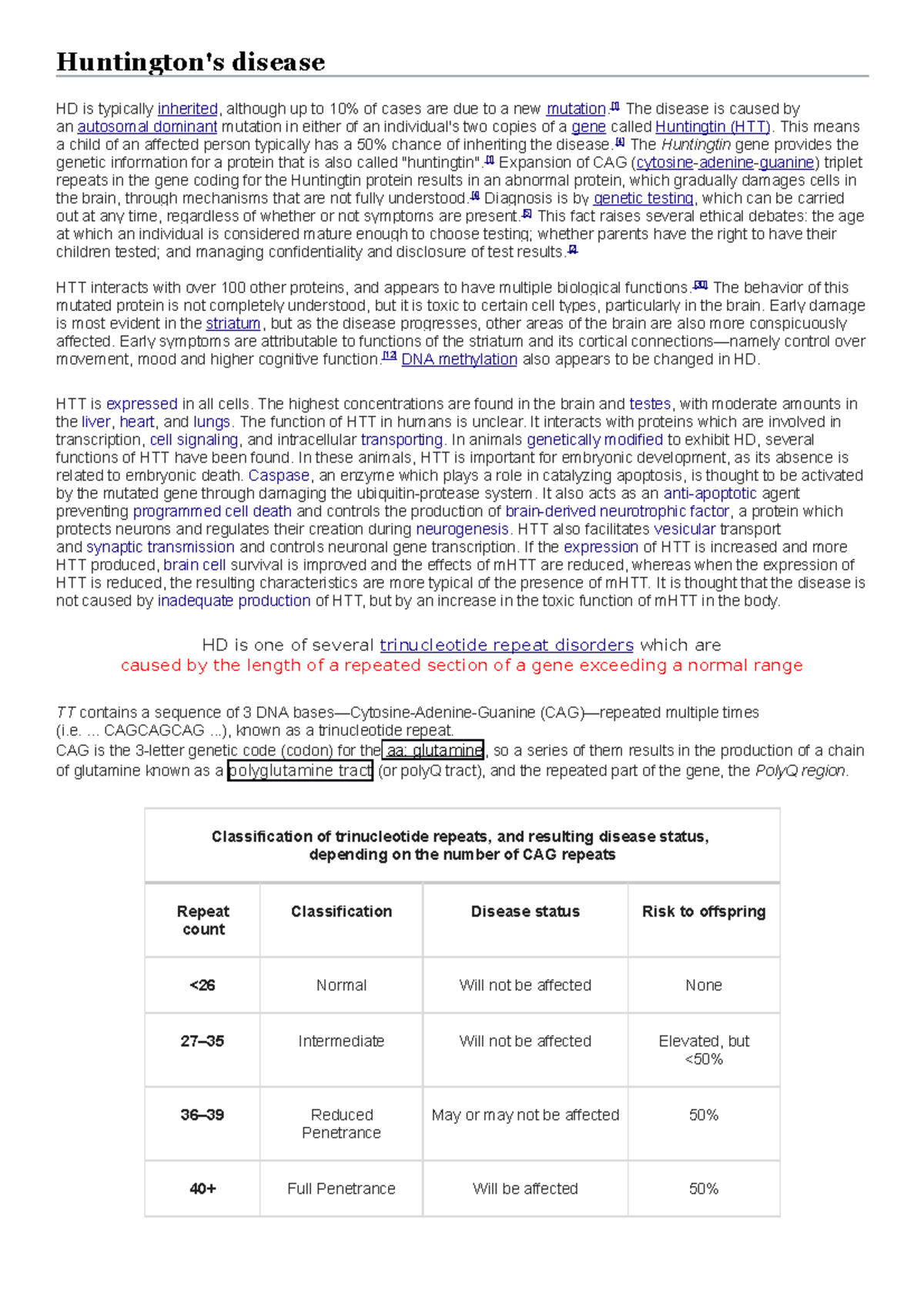Huntington's - notes on huntington's disease - Huntington's disease HD ...