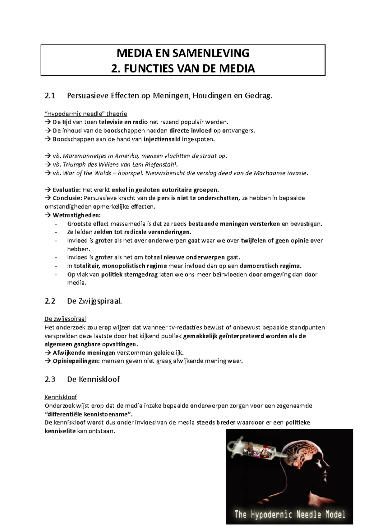 Functies Van de Media - MEDIA EN SAMENLEVING 2. FUNCTIES VAN DE MEDIA 2 ...