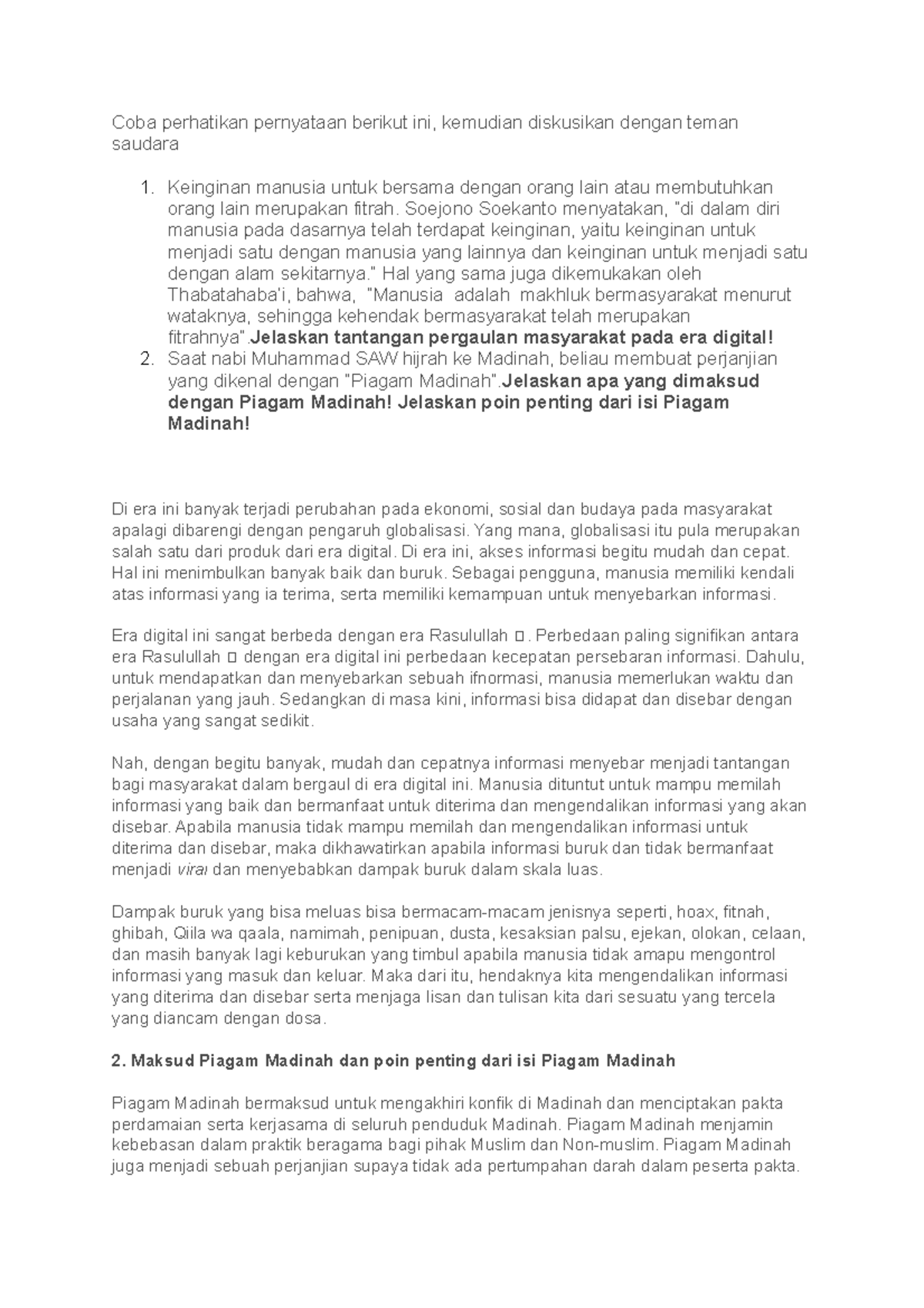 PAI 1 - Tantangan pergaulan masyarakat pada era digital dan Maksud ...