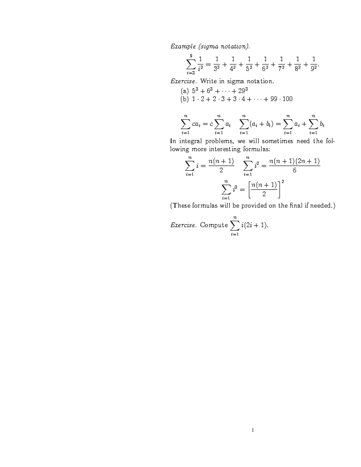 1720-Sigma Notation 2 - notes - Example (sigma notation). 9 ∑ i= 1 i 2 ...