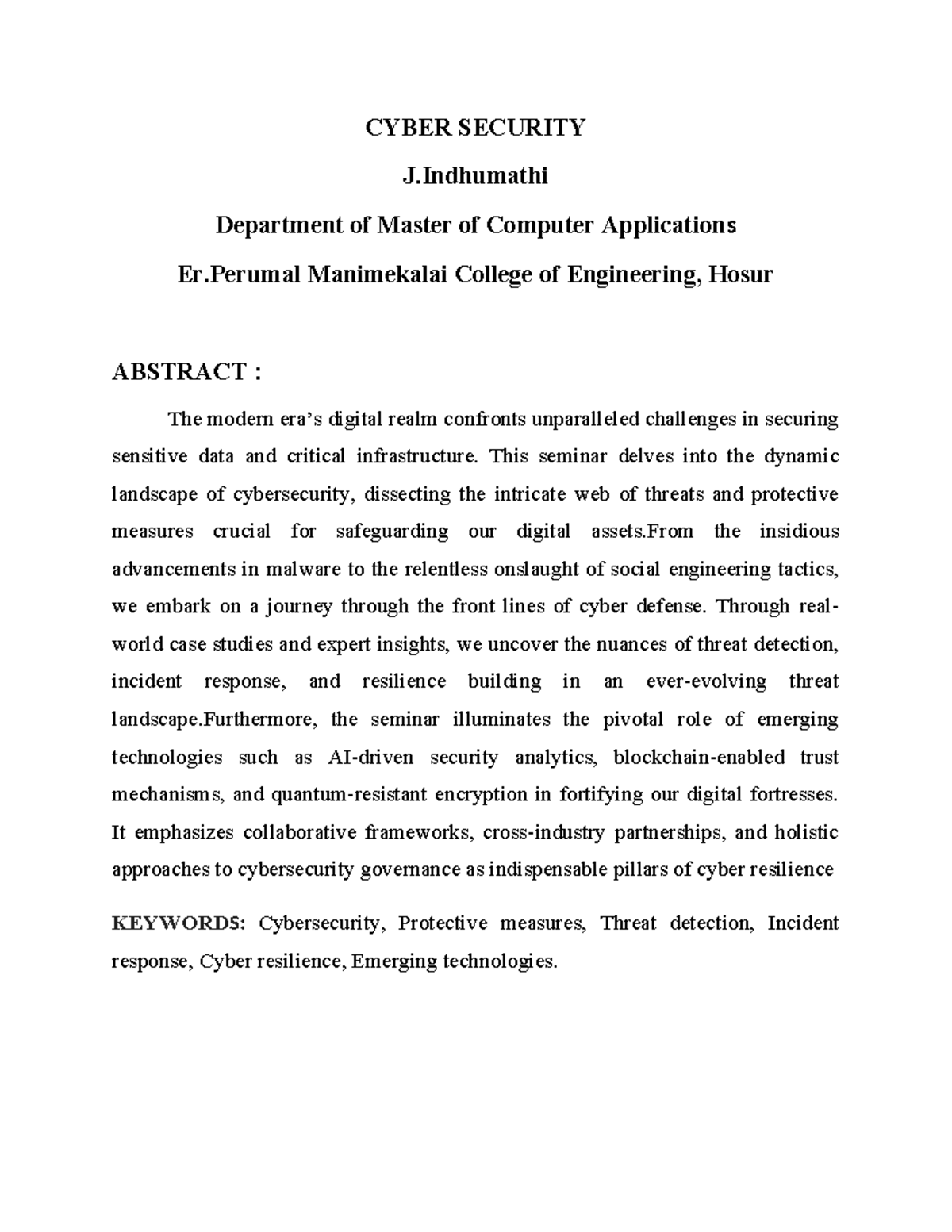 Cyber security - Cs notes - CYBER SECURITY J Department of Master of ...