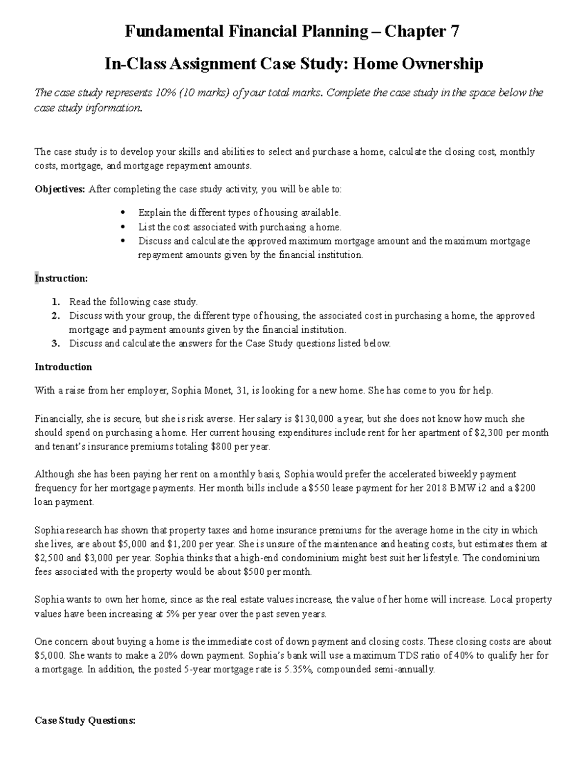 S23-FFPP-Case Study -Assignment 3 - Dhruv Mishra - Fundamental Financial Planning – Chapter 7 ...