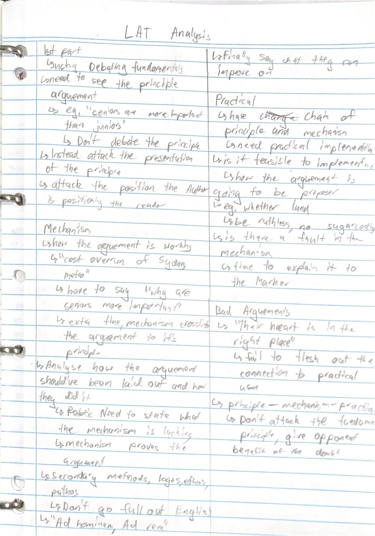 LAT notes from 2023 Josh - LAT Analysis 1st part Debating fundamentals ...