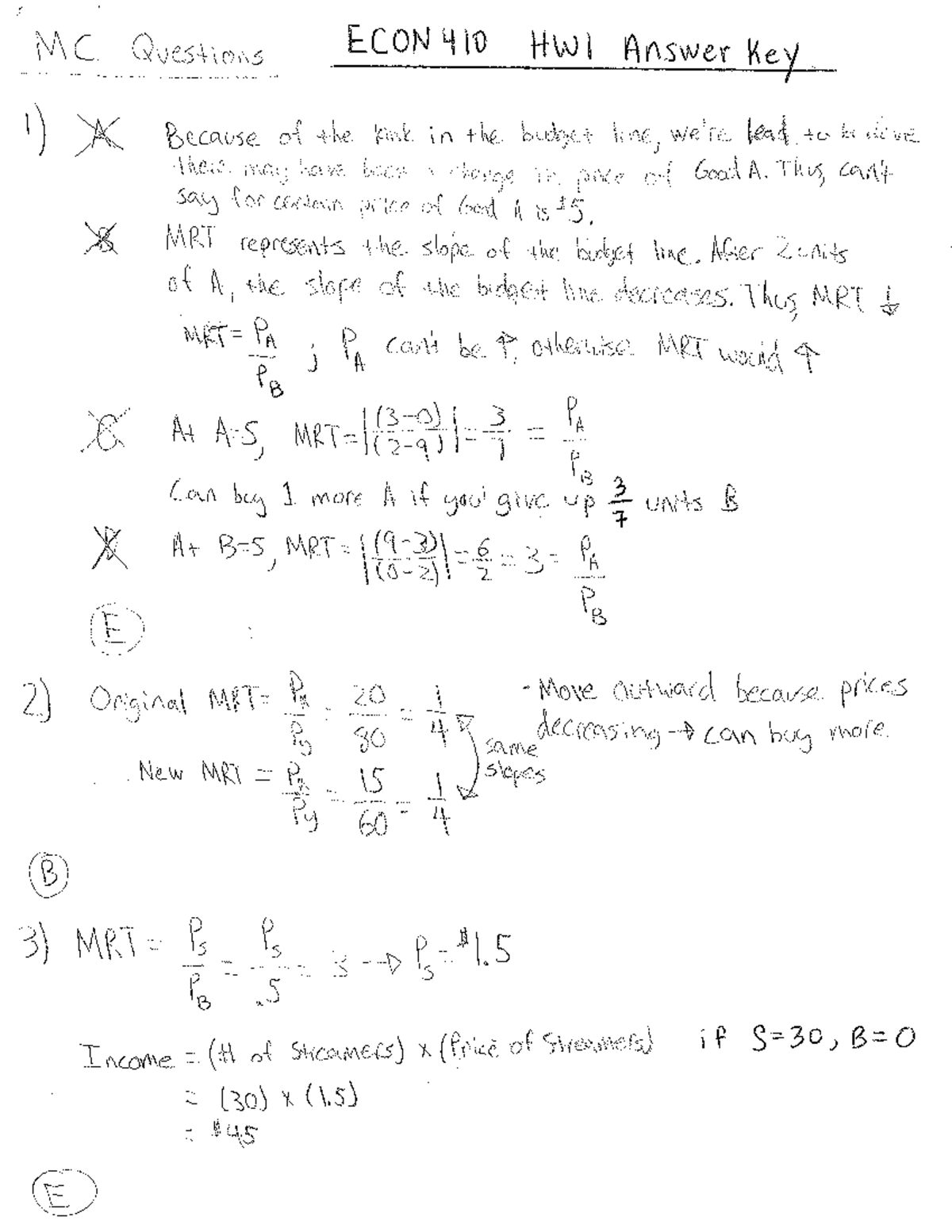 Homework 1 Answer Key - MC. ©3333-3332 ECO-NW H3331 33353333 333 H W X ...