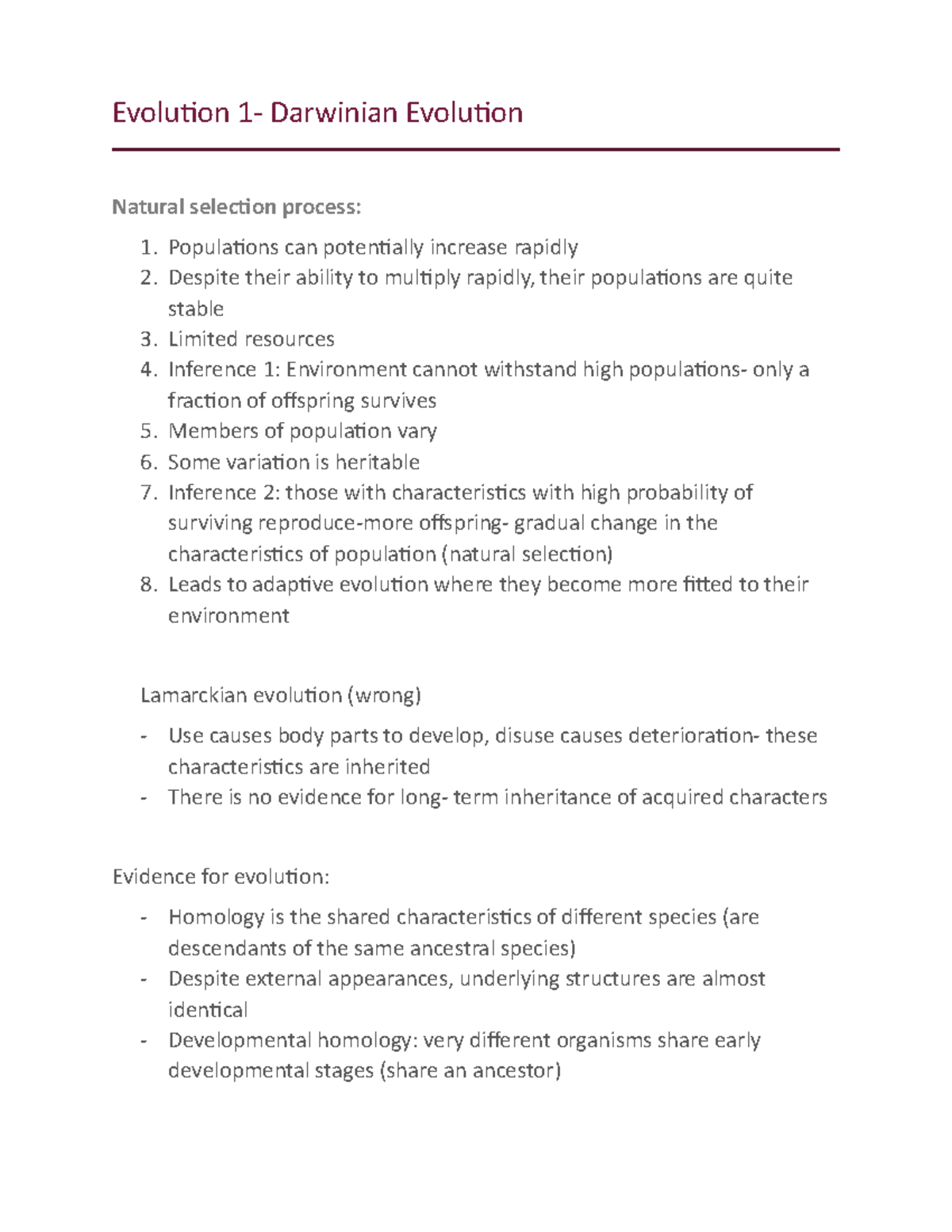 Evolution 1 - Evolution 1- Darwinian Evolution Natural selection ...