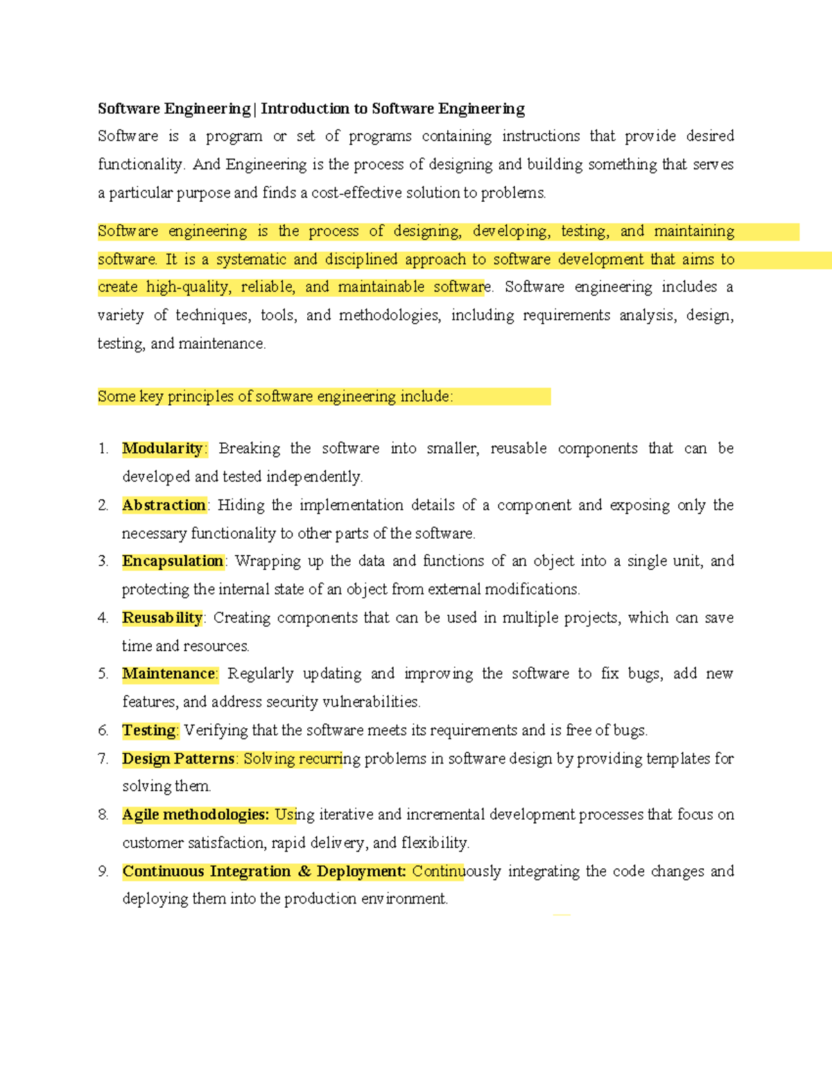 Software mod 1 r - Software Engineering | Introduction to Software ...