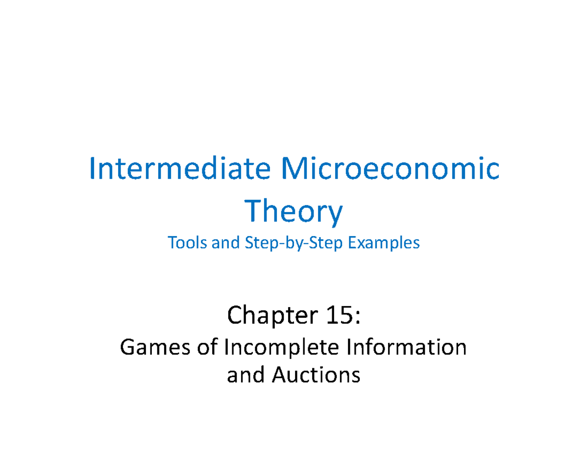 Intermediate-micro-chapter 15 Juegos de Información incompleta y ...