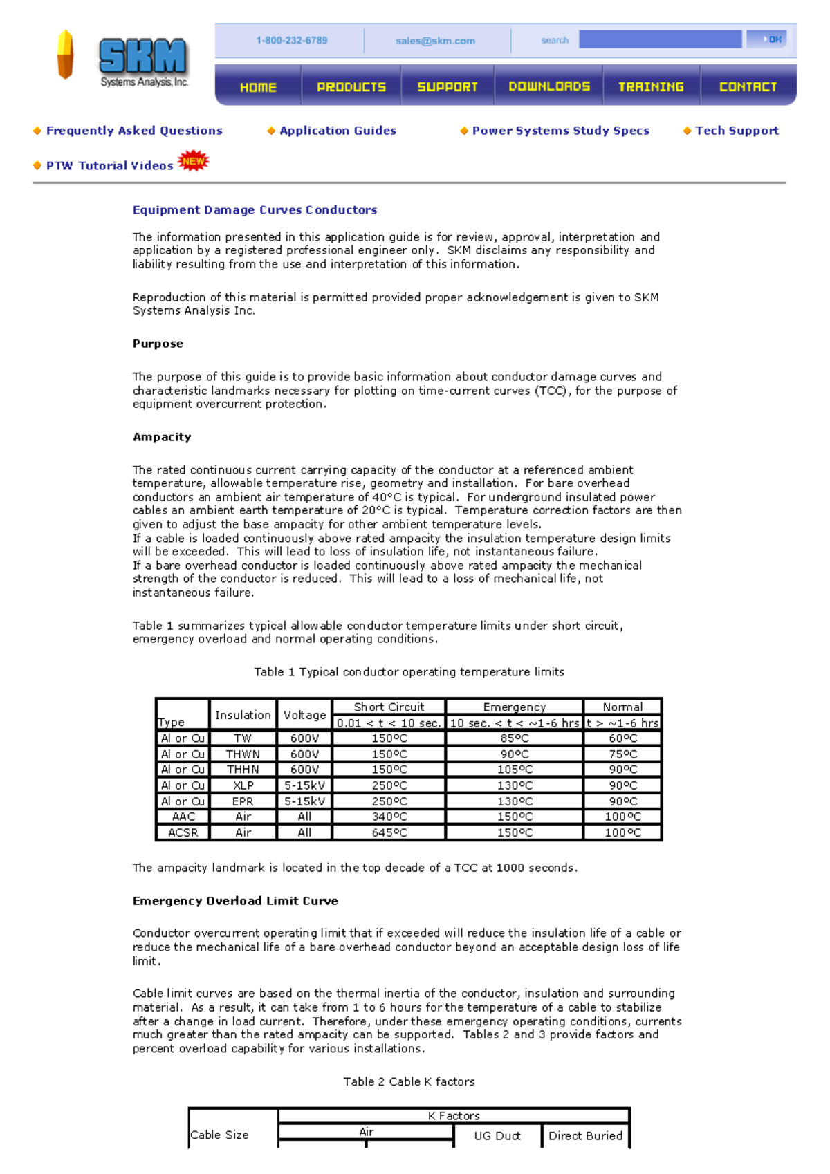 4. Equipment Damage Curves Conductors - SKM disclaims any ...