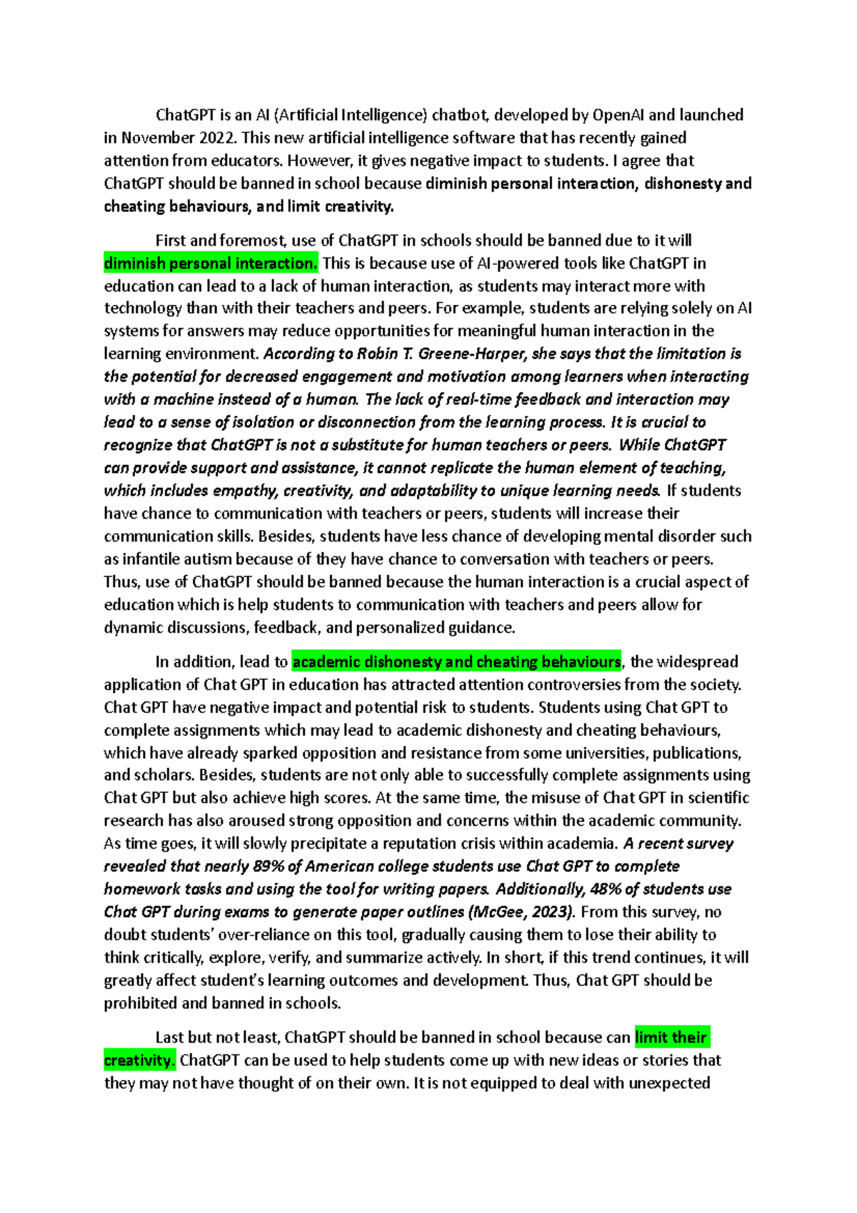 Chat GPT should be banned in schools - ChatGPT is an AI (Artificial ...