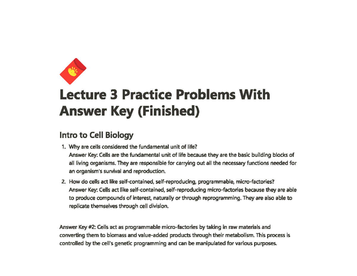 CHBE 221 Lecture 3 Answer Key Practice Problems - CHBE 221 - Studocu
