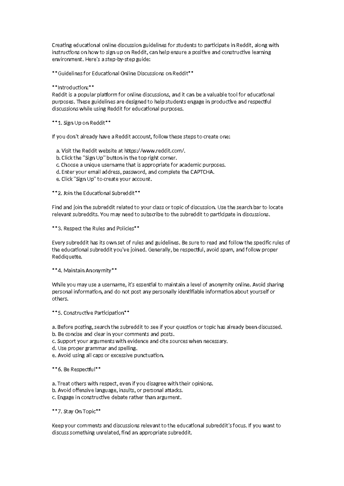 Creating educational online discussion guidelines - Here's a step-by ...