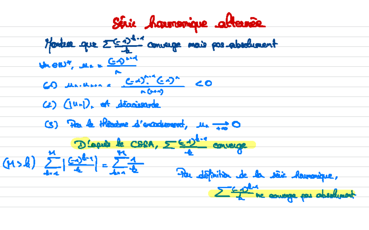 Série harmonique alternée - série harmonique alternée Montrer que Eh ...
