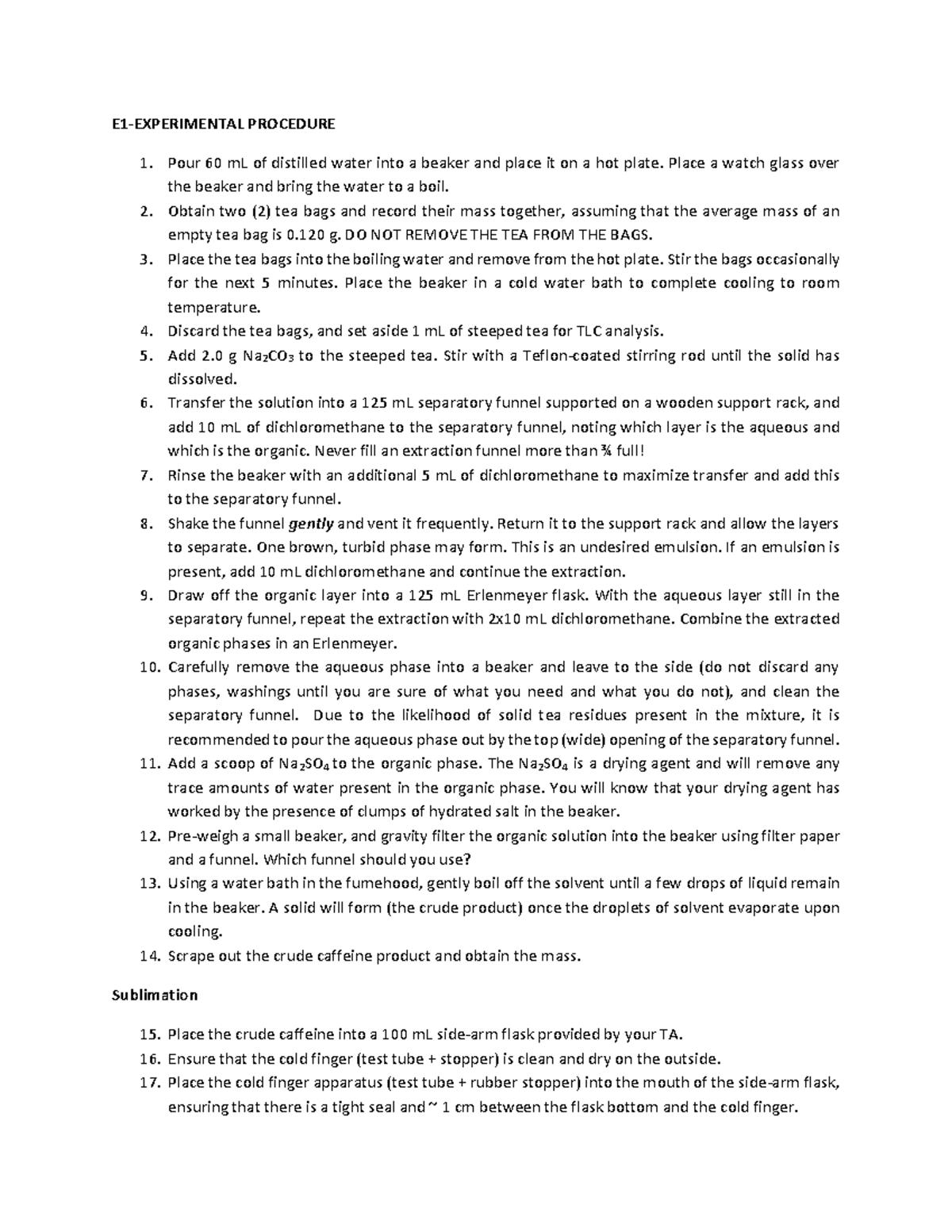 Lab 1 Procedure Given Warning Tt Undefined Function 32 E1 Experimental Procedure Pour 60