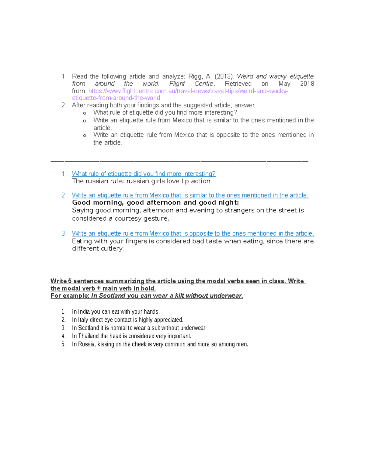 Activity 6 - gooo - 1. Read the following article and analyze: Rigg, A ...