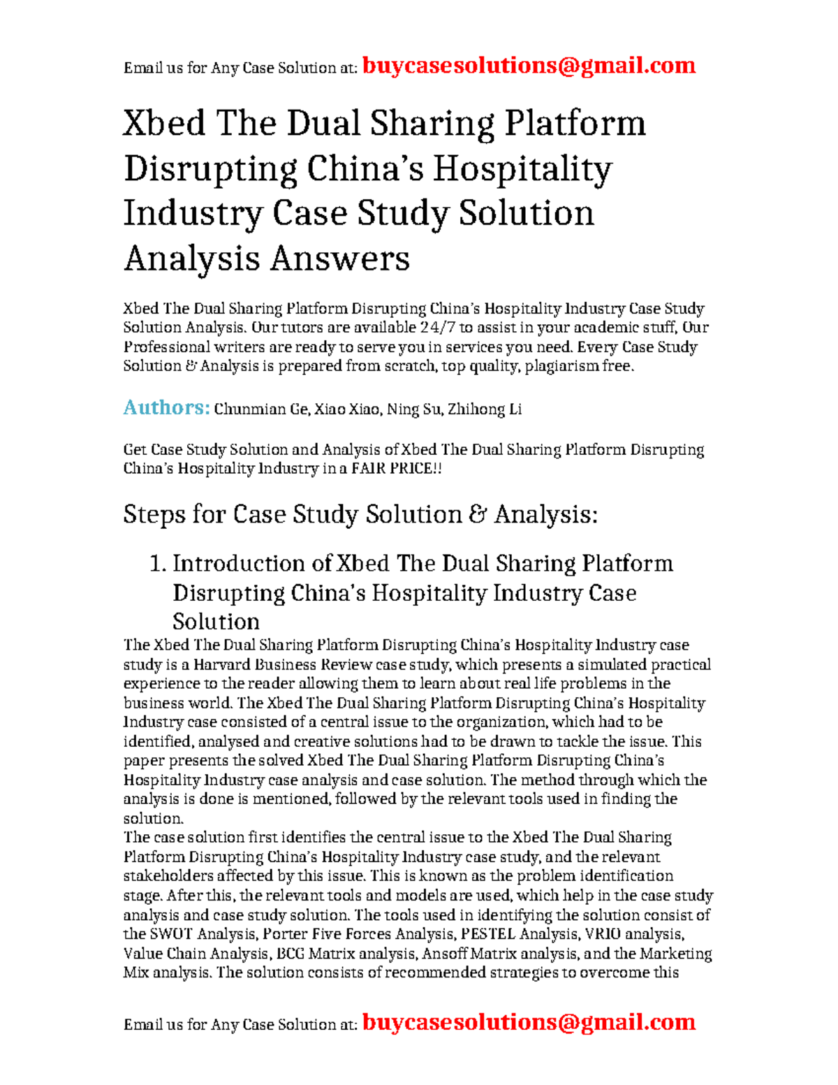 Case Solution Xbed The Dual Sharing Platform Disrupting China's Hospitality Industry - Xbed The ...