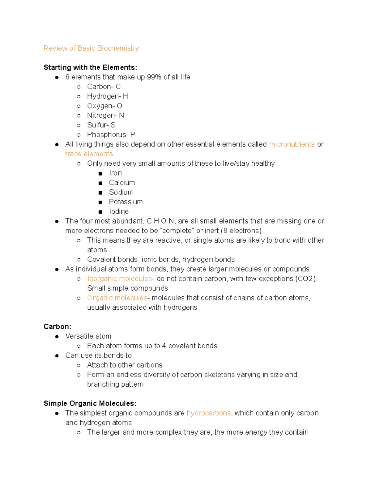 Review of Basic Biochemistry Part 4 - Review of Basic Biochemistry ...