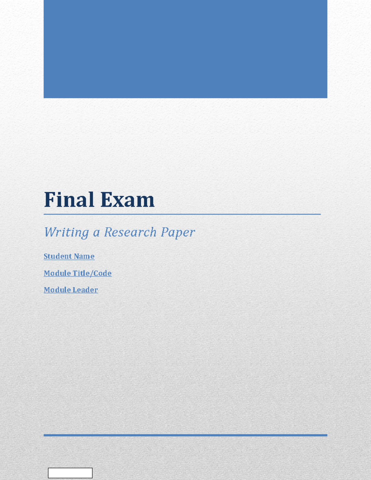 Eng Res Paper essay - Final Exam Writing a Research Paper Student Name ...